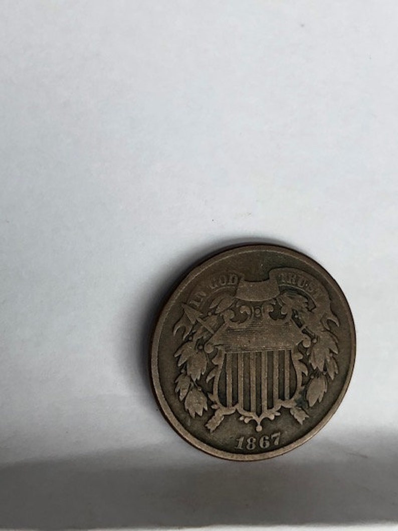 Genuine 1867 U.S. 2 Cent Piece, Collectible 2 Cent Copper Coin - Etsy