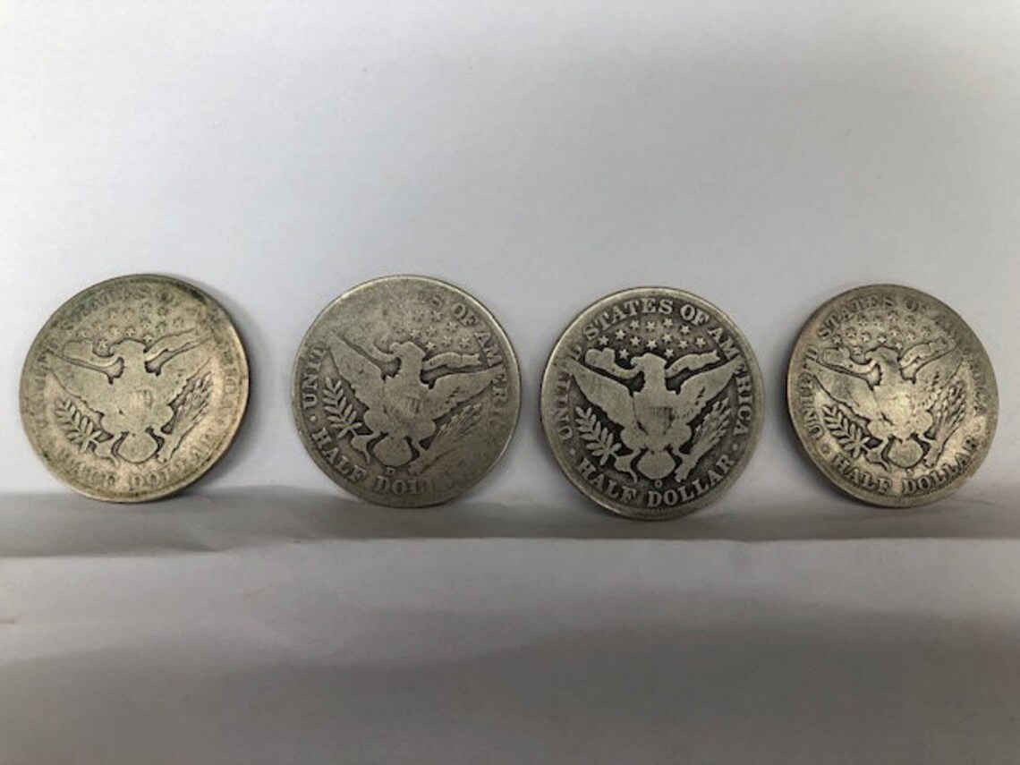 Four Genuine Barber Silver Half Dollars 1905 S 1906 D 1907 | Etsy
