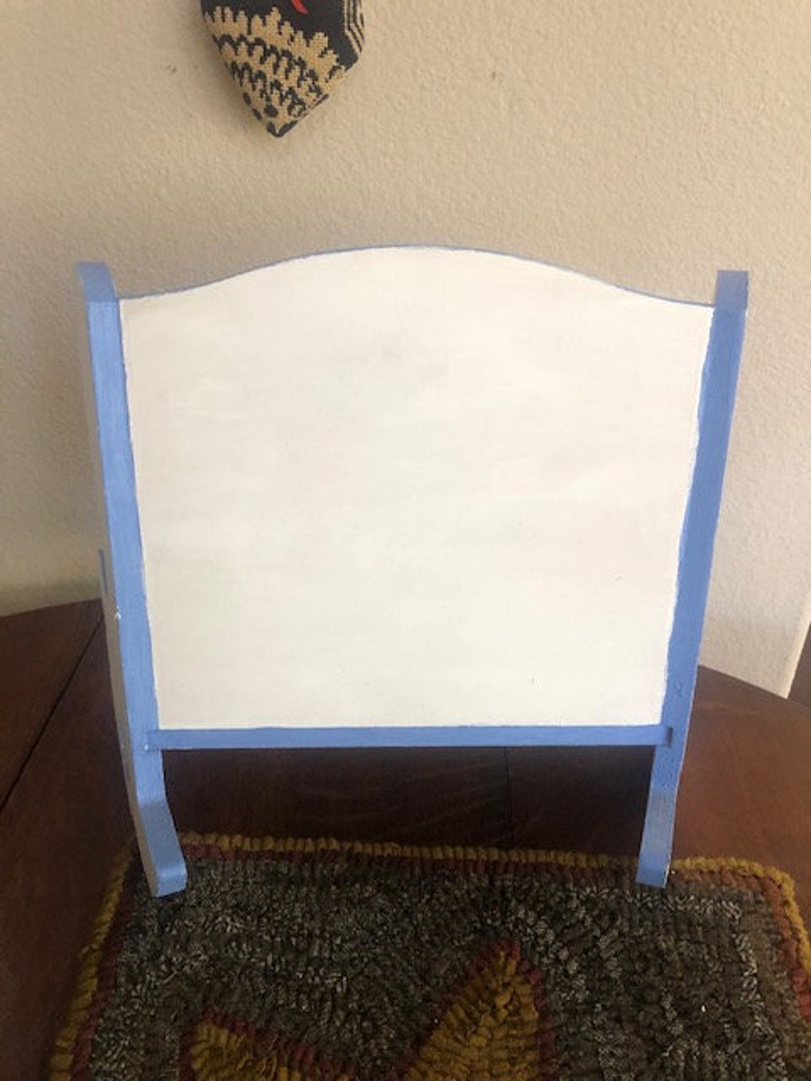 White and Blue Hand Painted Wooden Rocking Doll Bench - Etsy