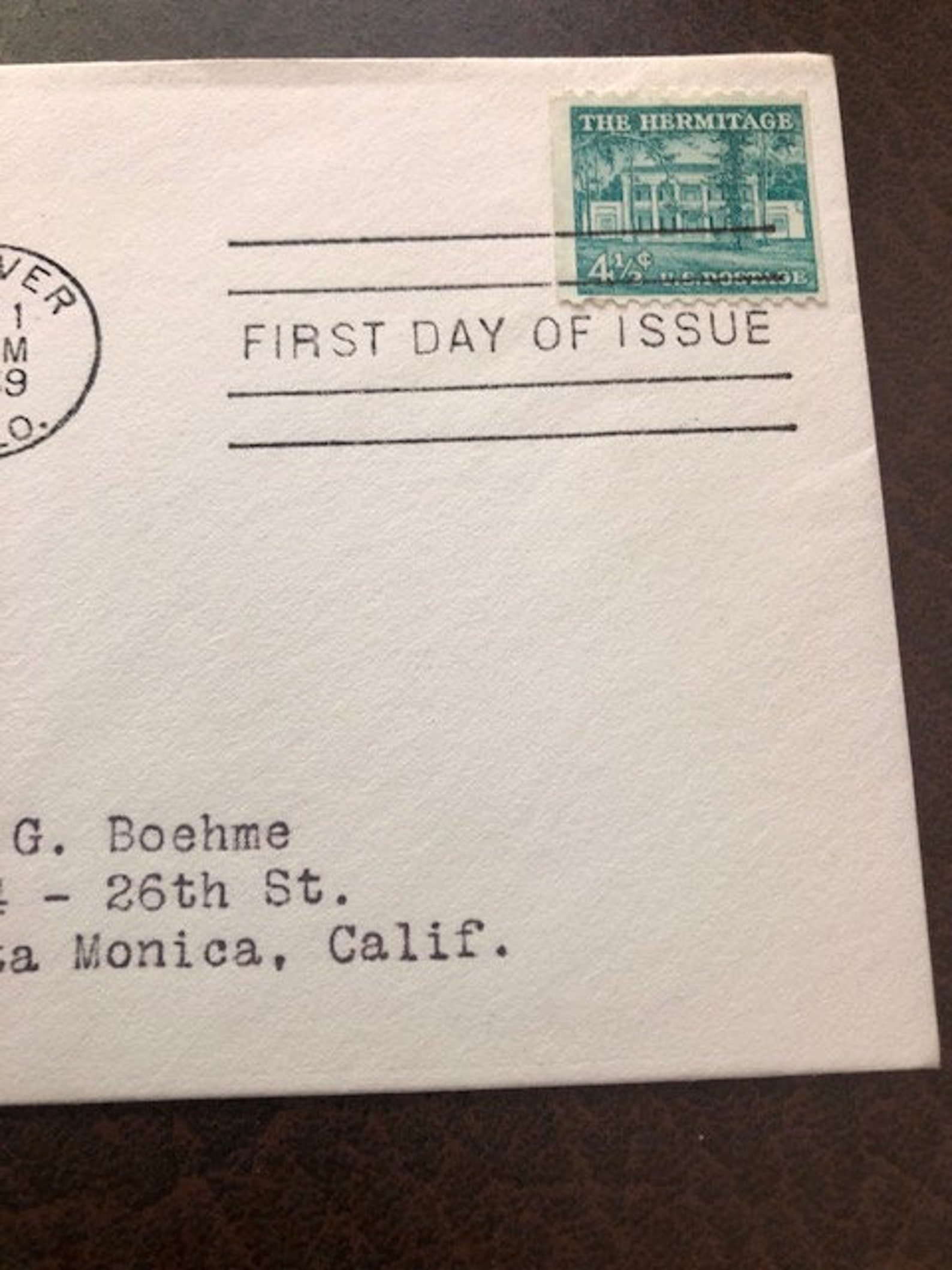 The Hermitage Home of Andrew Jackson 4.5 Cent Postage Stamp First Day ...