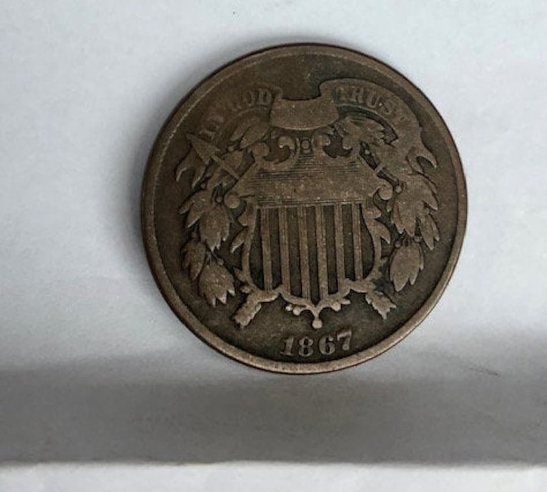 Genuine 1867 U.S. 2 Cent Piece, Collectible 2 Cent Copper Coin - Etsy