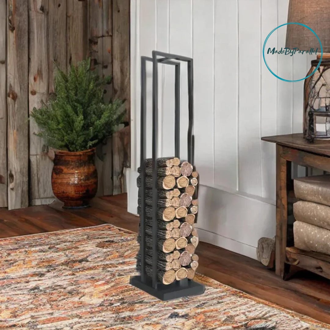 Slim Vertical Firewood Stand, Space-saving Log Rack for Home and Patio ...