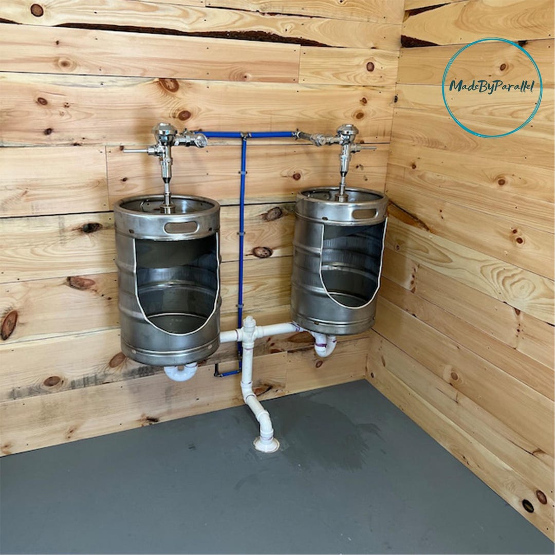 1/2 Barrel Stainless Steel Keg Urinal With Flusher Original Industrial ...