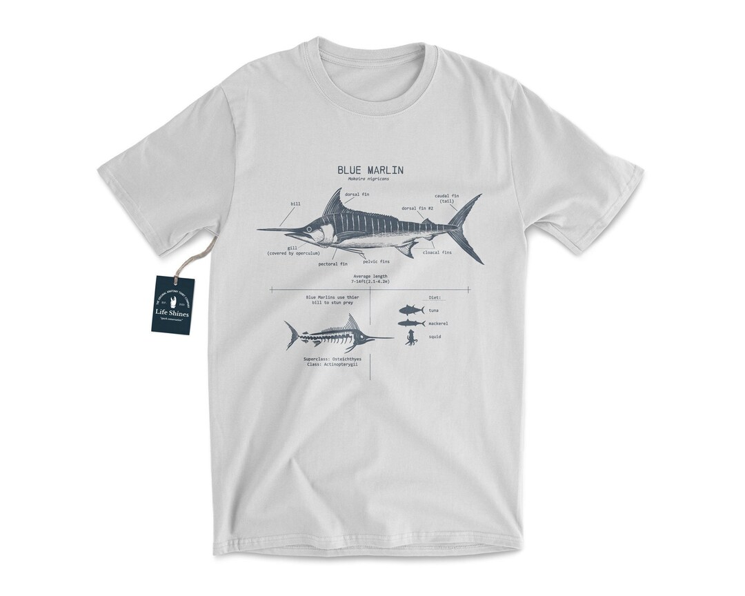Blue Marlin Anatomy T Shirt, Blue Marlin T Shirt, Marine Biology Gifts ...