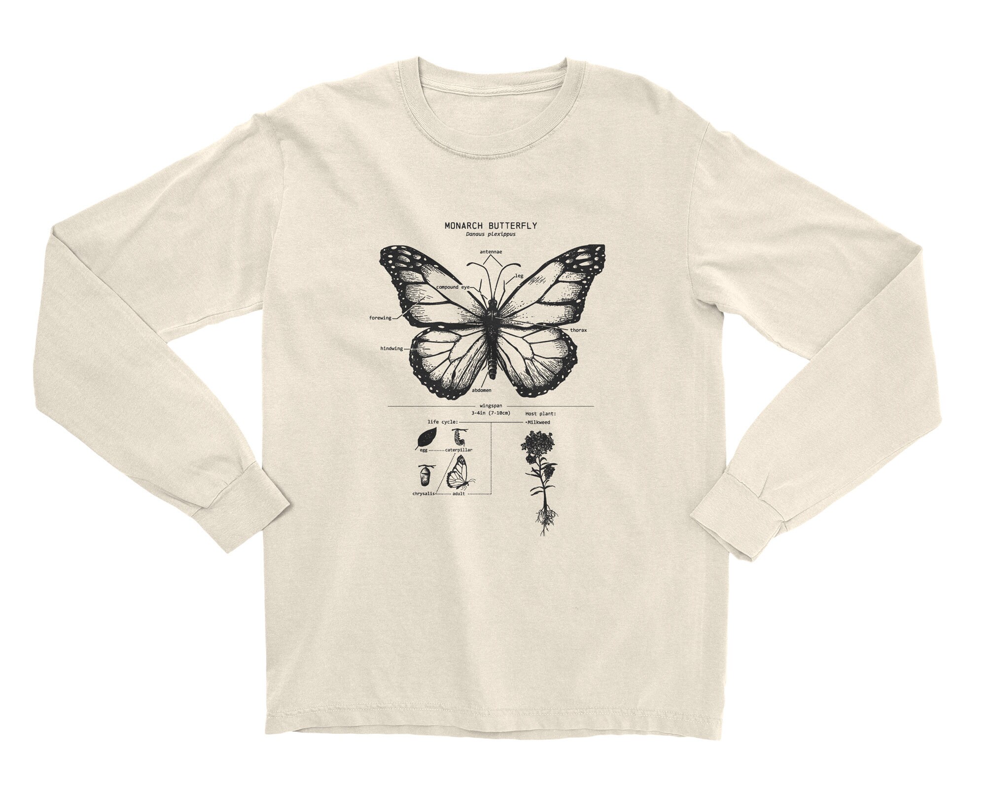 Monarch Butterfly Anatomy Long Sleeve Lepidopterology Shirt | Etsy