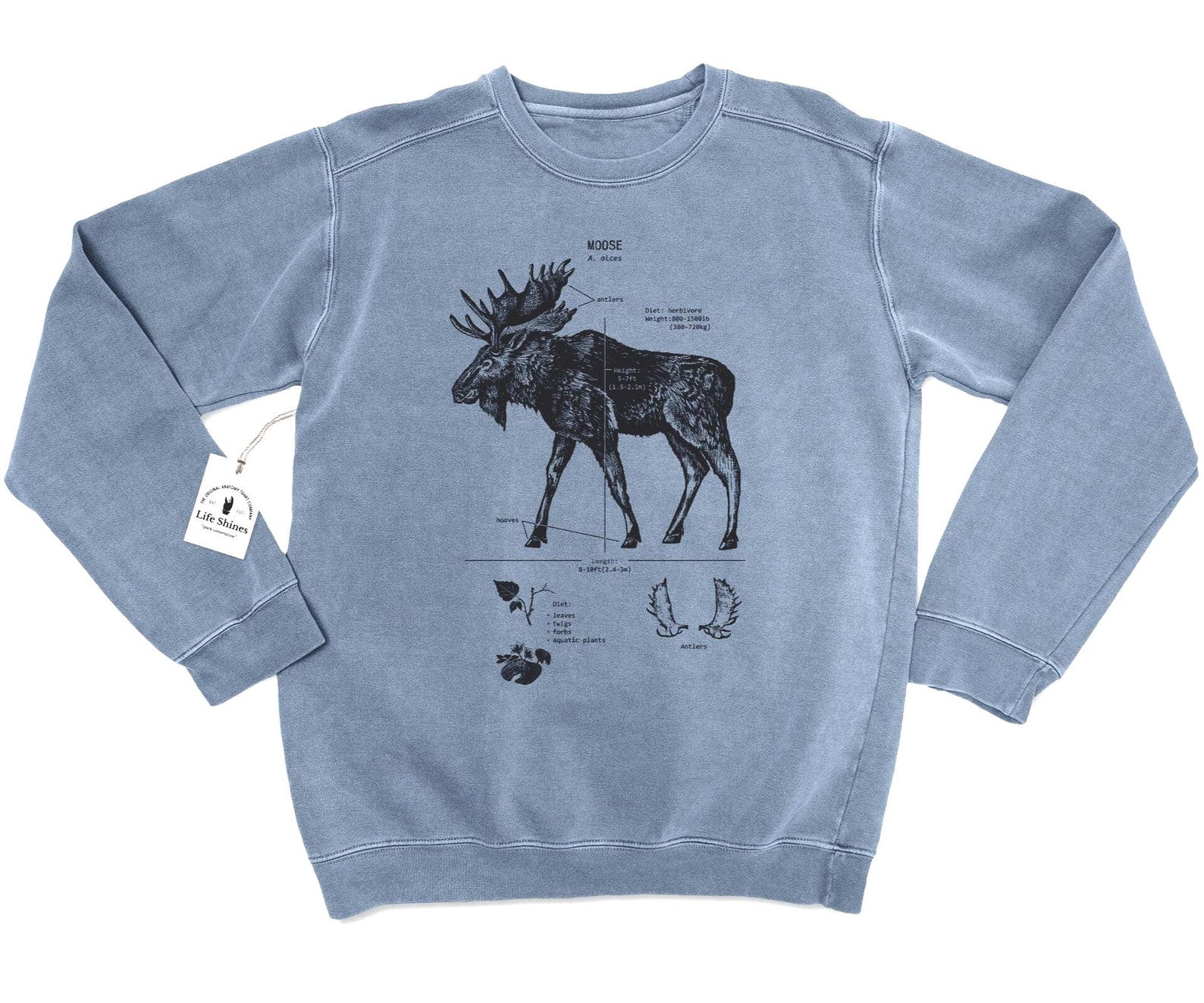 Moose Anatomy Sweatshirt, Moose Crewneck Sweatshirt, Wildlife ...