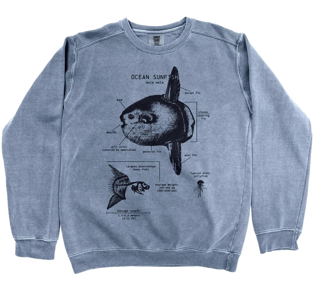 Mola Mola Anatomy Sweatshirt: Hand Screen Printed Ocean Sunfish ...