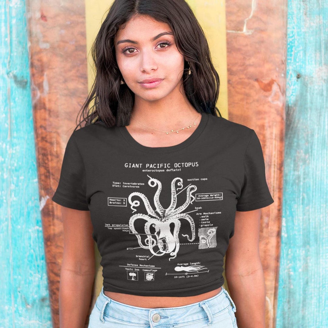 Octopus Anatomy Crop Top, Summer Top, Beach Crop Top, Marine Biologist ...