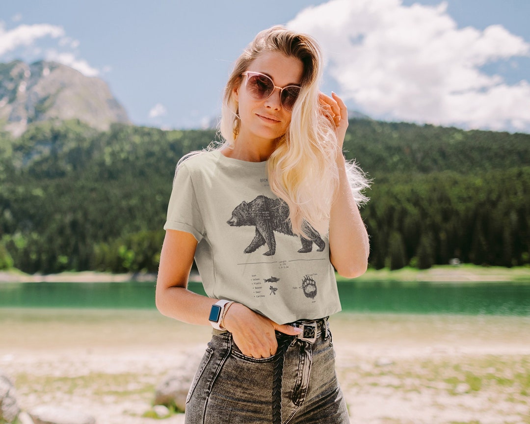 Brown Bear Anatomy Crop Top, Grizzly Bear Top, Women's Grizzly Bear ...