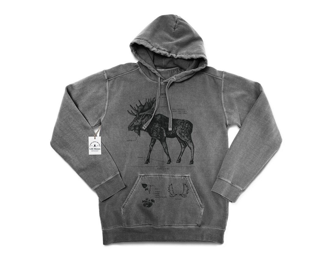 Moose Anatomy Hoodie, Moose Biology Hoodie, Alaskan Moose Hoodie ...