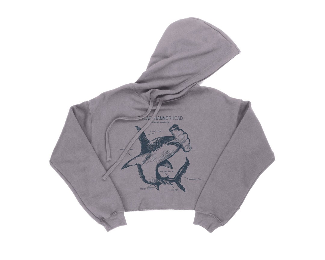 Great Hammerhead Anatomy Cropped Hoodie Ladies Shark Crop - Etsy