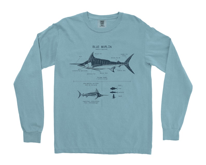 Blue Marlin Anatomy Long Sleeve Marine Biology Shirt Fishing - Etsy