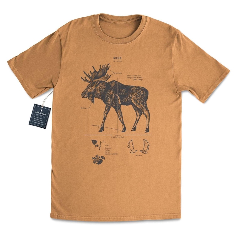 Moose Anatomy T Shirt, Yellowstone Moose Shirt, Moose Biology Shirt ...