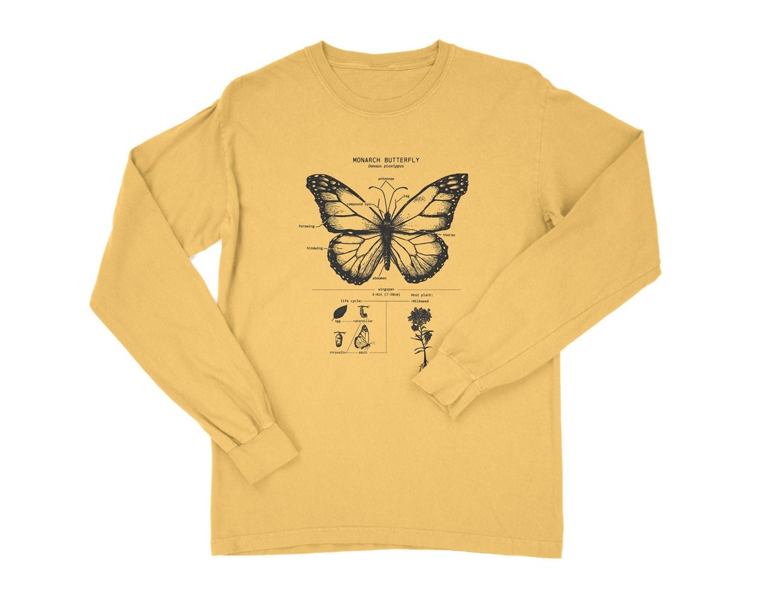 Monarch Butterfly Anatomy Long Sleeve, Lepidopterology Shirt, Botanical ...