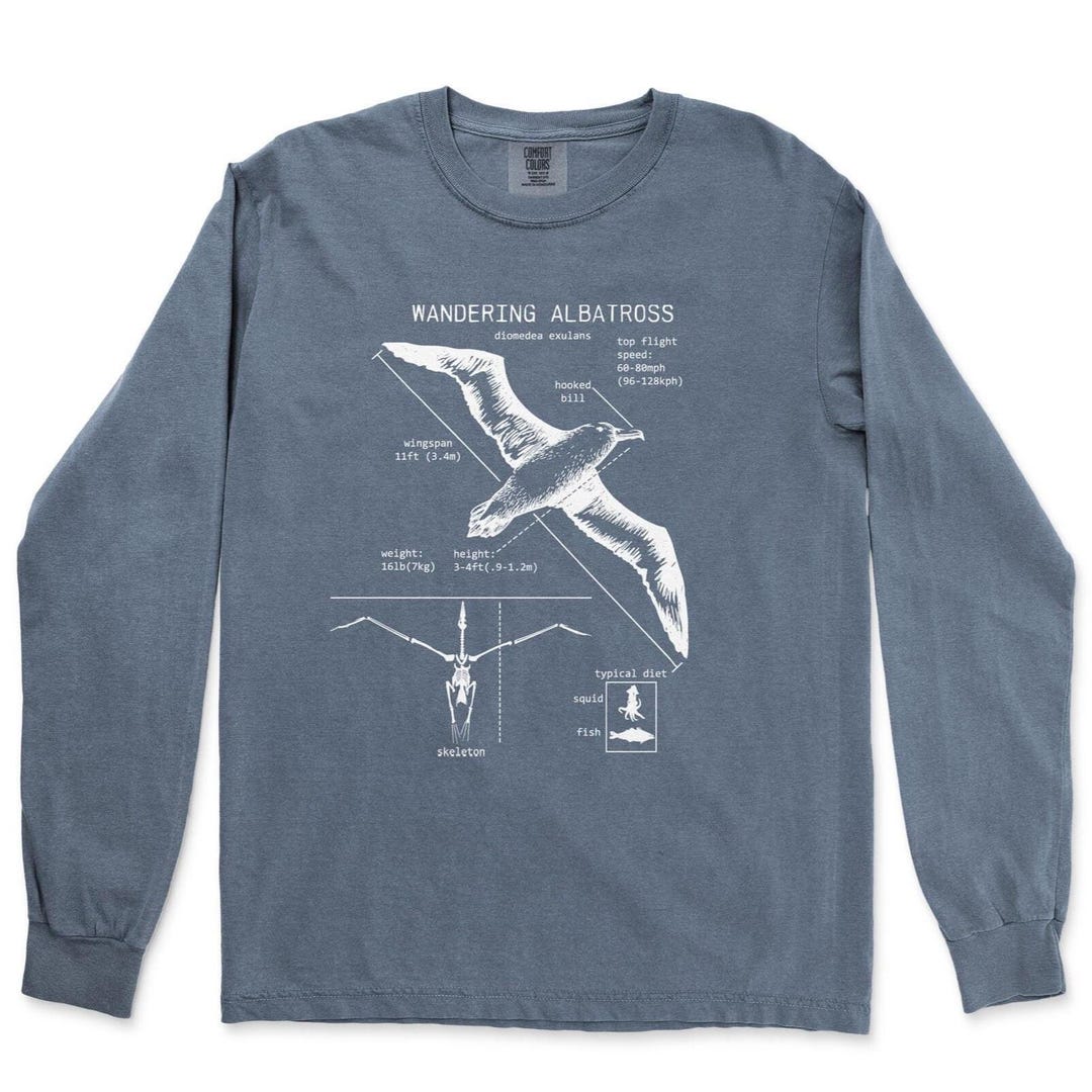 Albatross Anatomy Long Sleeve, Wandering Albatross Screen Printed Shirt ...