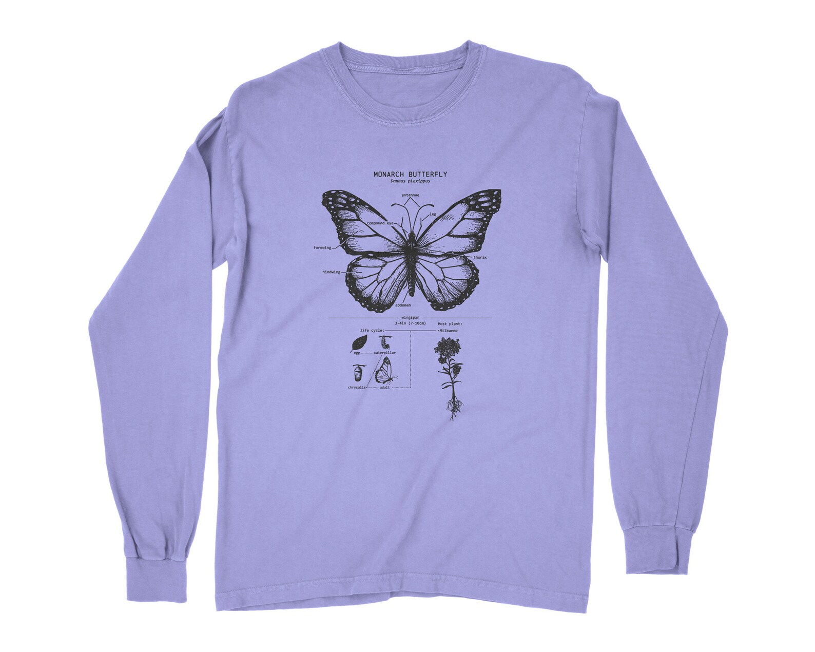 Monarch Butterfly Anatomy Long Sleeve Lepidopterology Shirt - Etsy