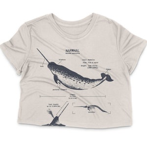 Narwhal Anatomy Crop Top, Whale Crop Top, Narwhal Gifts for Her, Marine ...