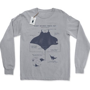 Manta Ray Anatomy Long Sleeve, Manta Ray Shirt, Marine Biology Shirt ...