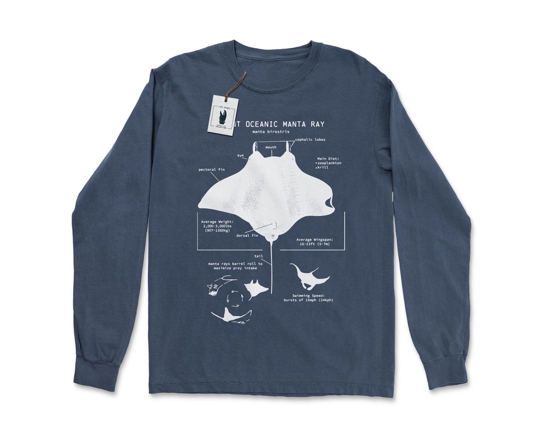 Manta Ray Anatomy Long Sleeve, Manta Ray Shirt, Marine Biology Shirt ...
