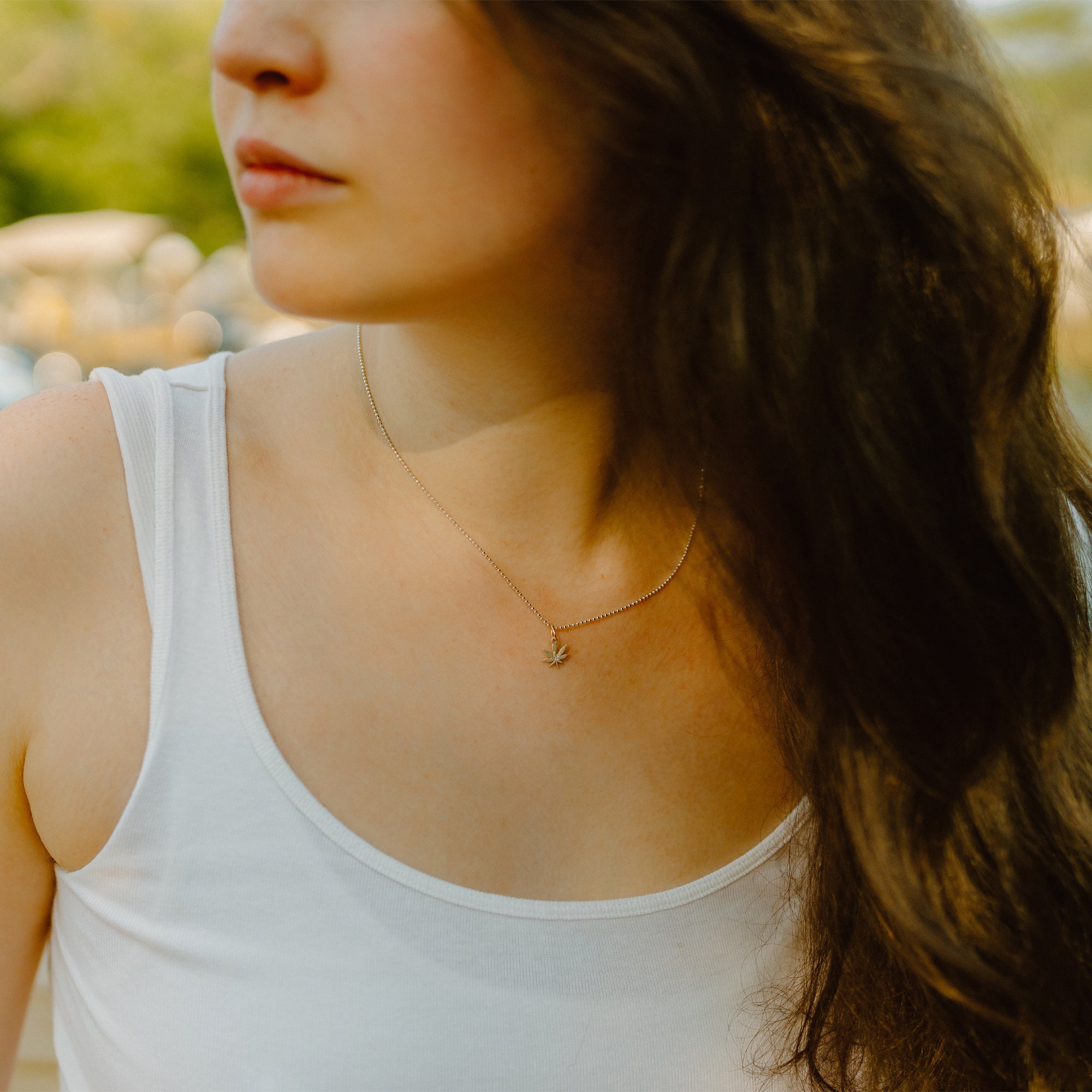 POT LEAF Charm // Diamond Cut Chain / Mary Jane / Marijuana Gift / Pot ...