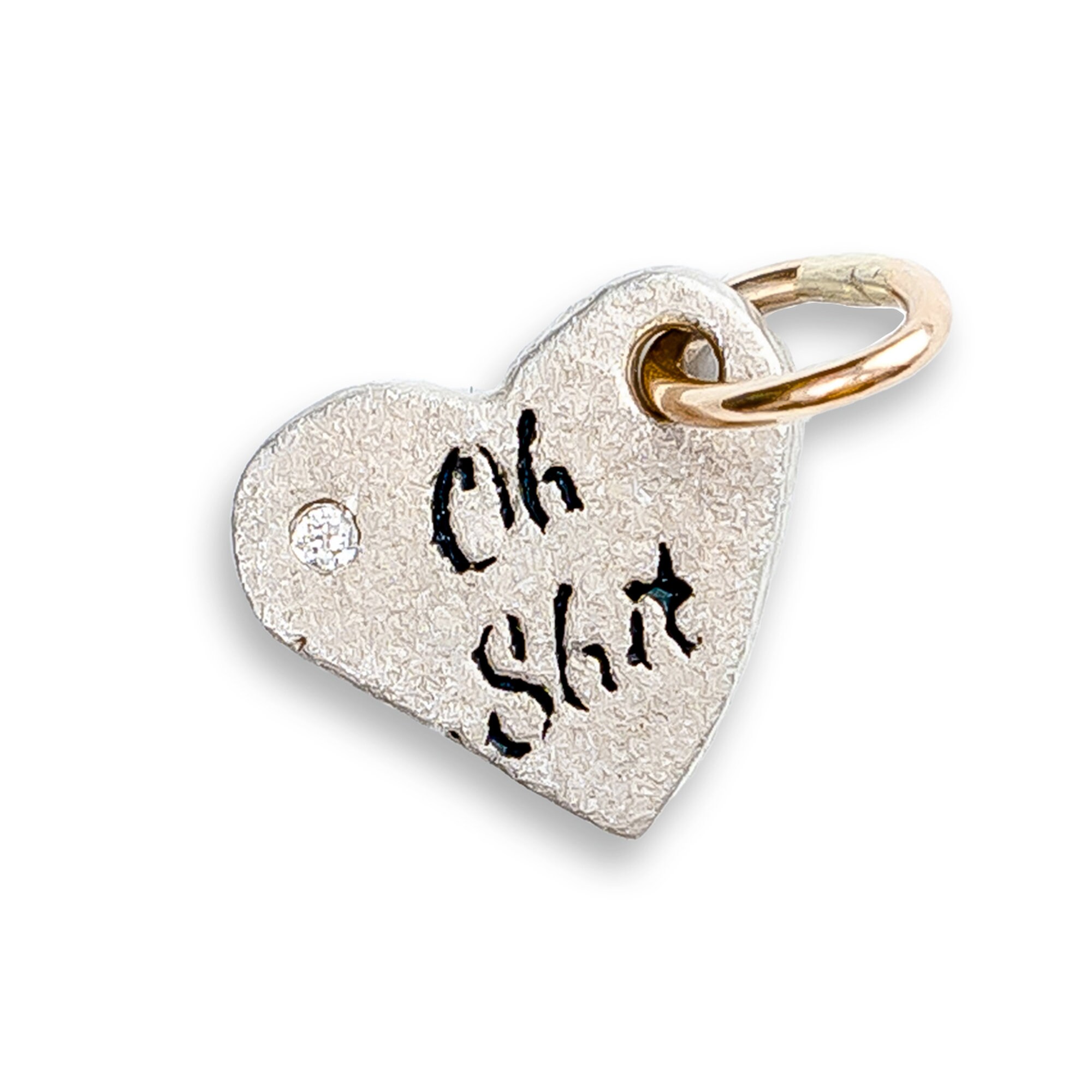 OH SHIT Diamond Heart Charm // Tiny Heart Charm / Heart Necklace ...