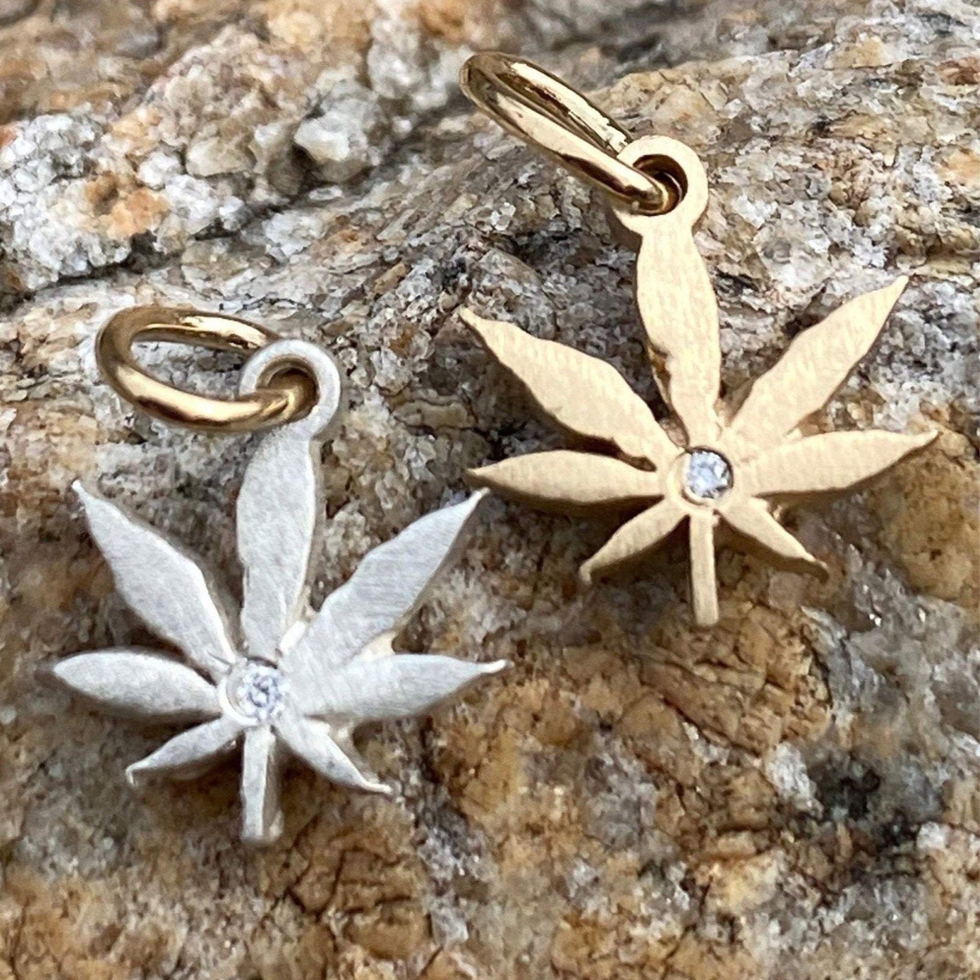 POT LEAF Charm // Diamond Cut Chain / Mary Jane / Marijuana Gift / Pot ...