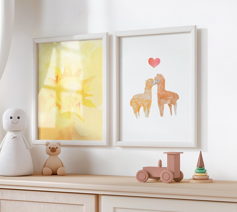 Llamas in Love Digital Wall Artwork, Instant Printable Poster, Alpaca ...
