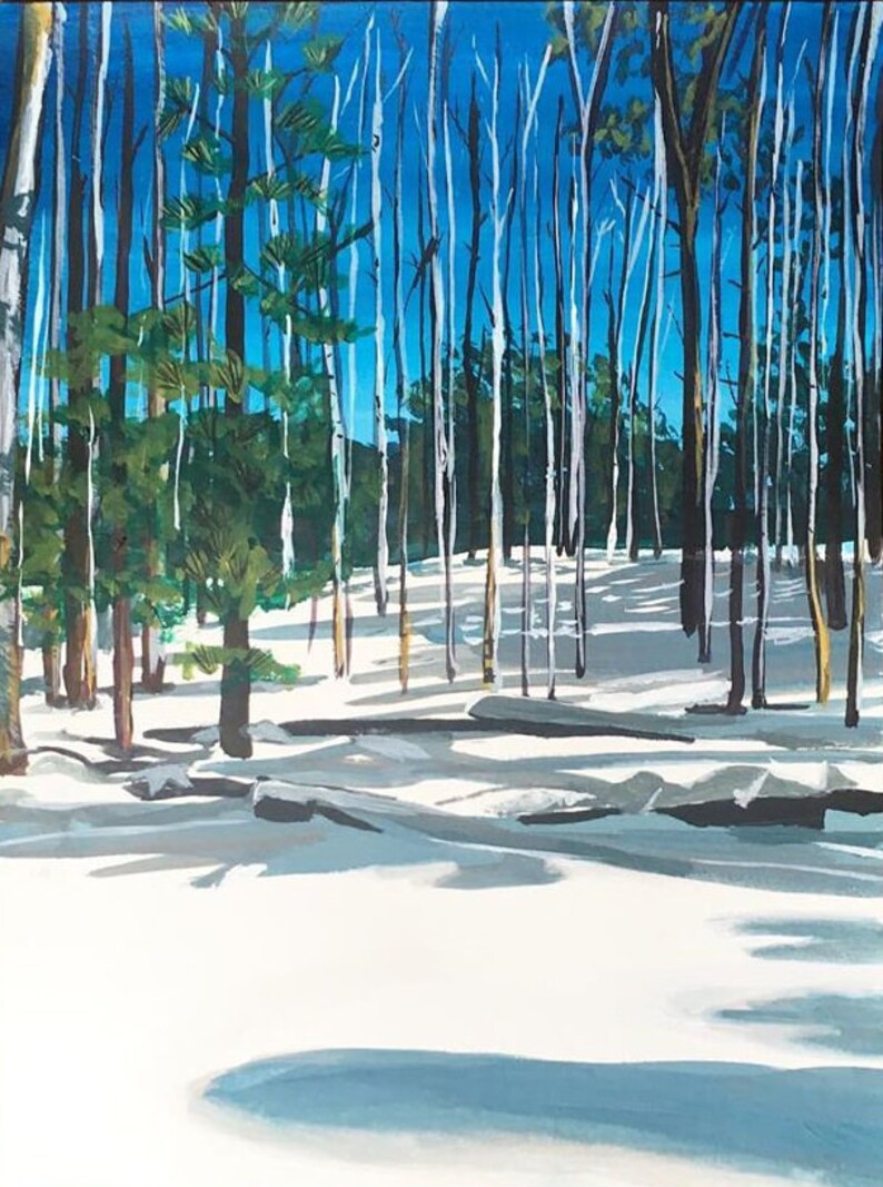 Snowy Flagstaff, Original Gouache Painting, Framed and Matted | Hand ...
