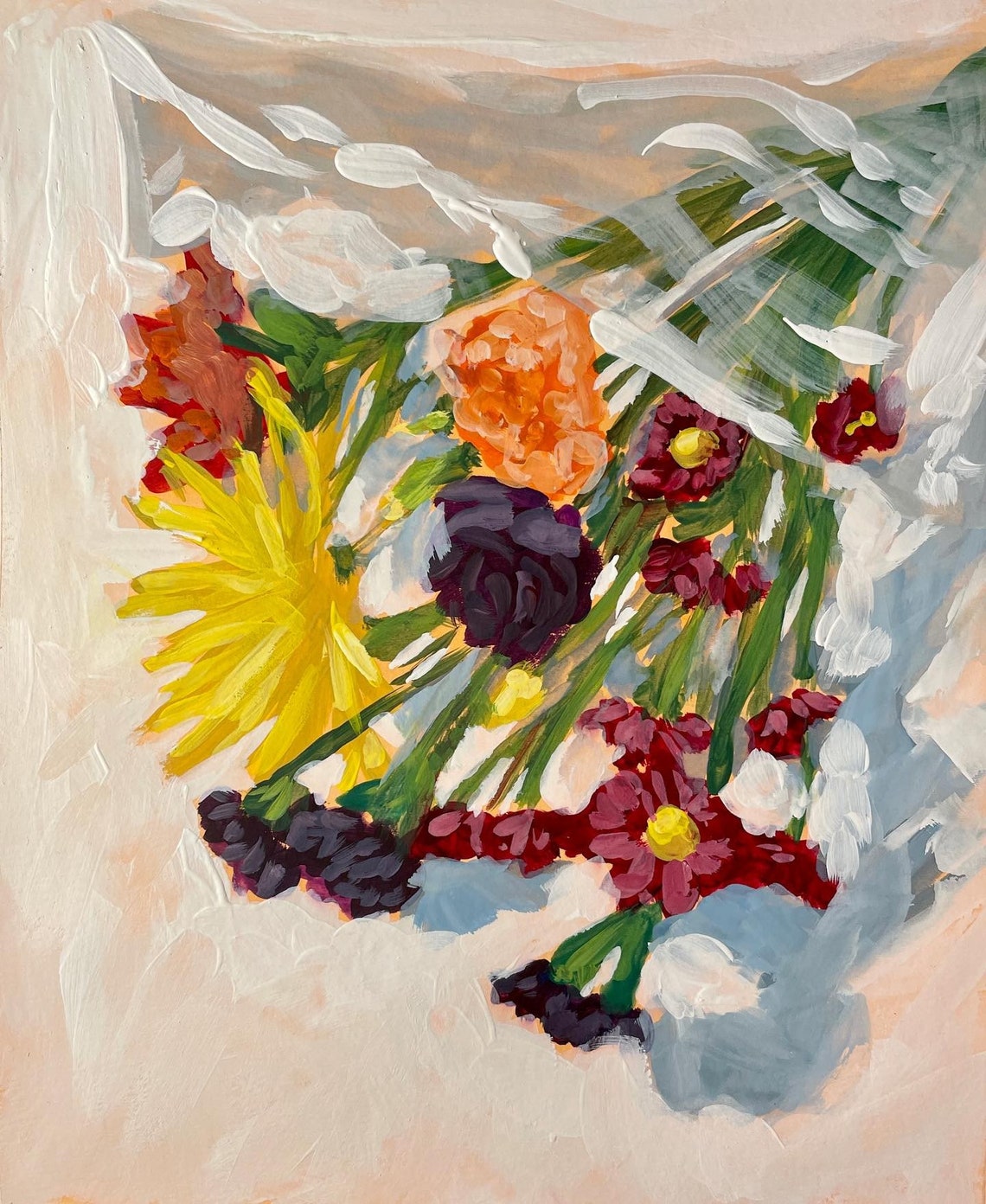 Colorful Flower Bouquet Original Painting | Hand-painted Flower Art ...