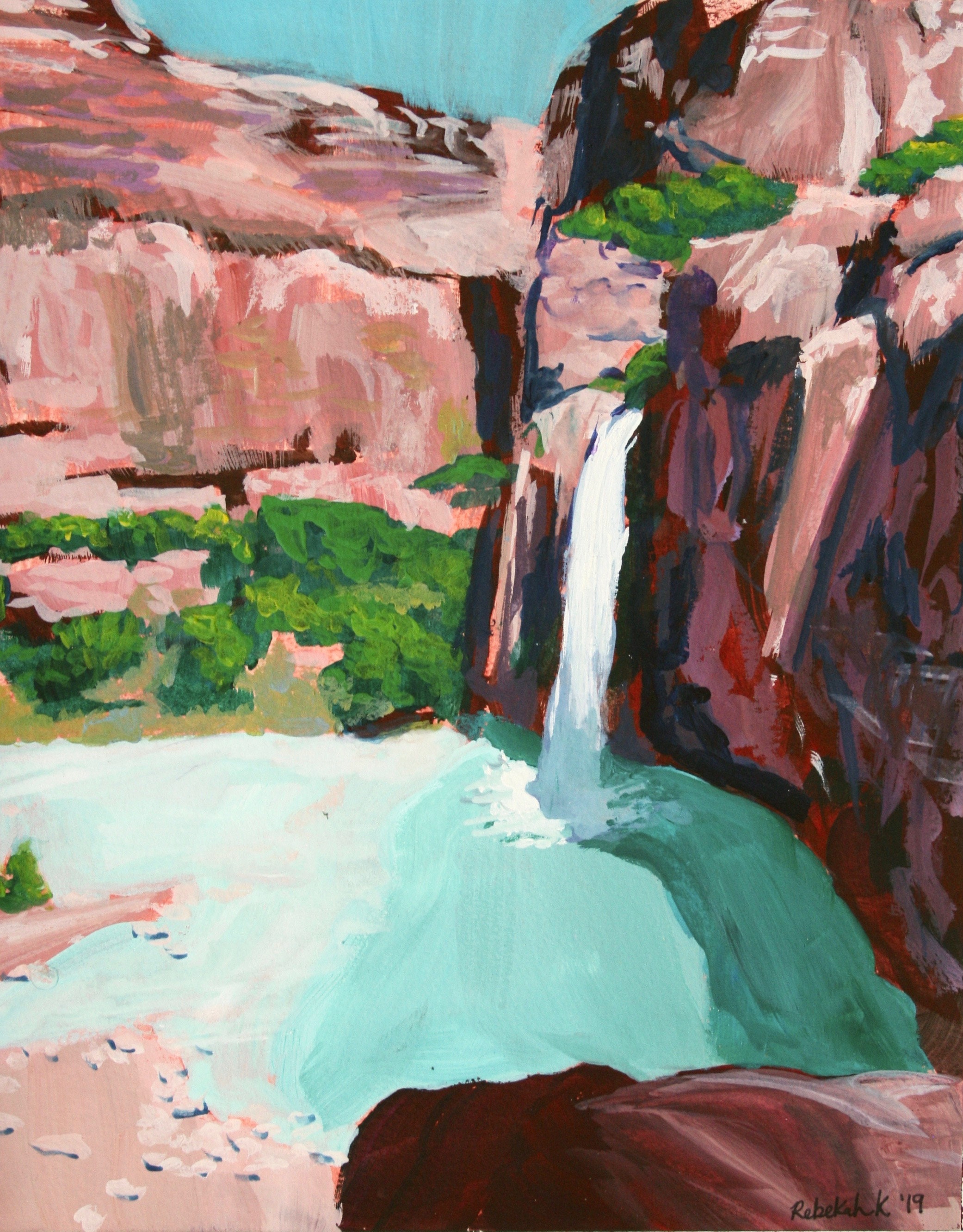 Havasu Waterfall Original Art Print Waterfall Art Watercolor Nature ...