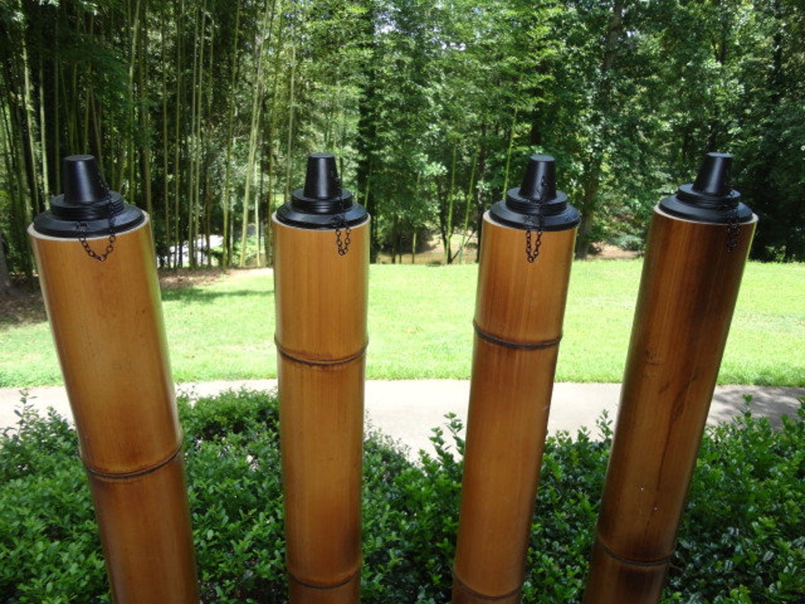 Flaming Bamboo Torch Flame Cured Bamboo Poles 4 Dia. - Etsy