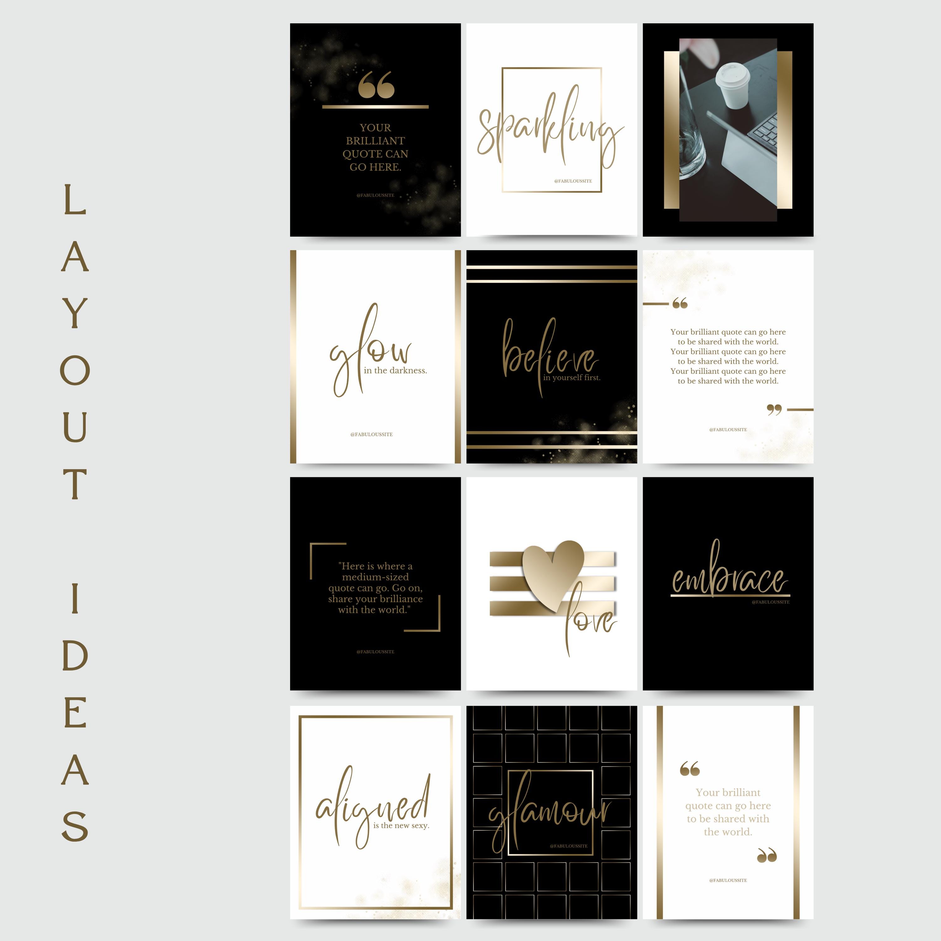 Branding Kit: 100 Luxury Instagram Grid Templates in Gold, Marble and ...