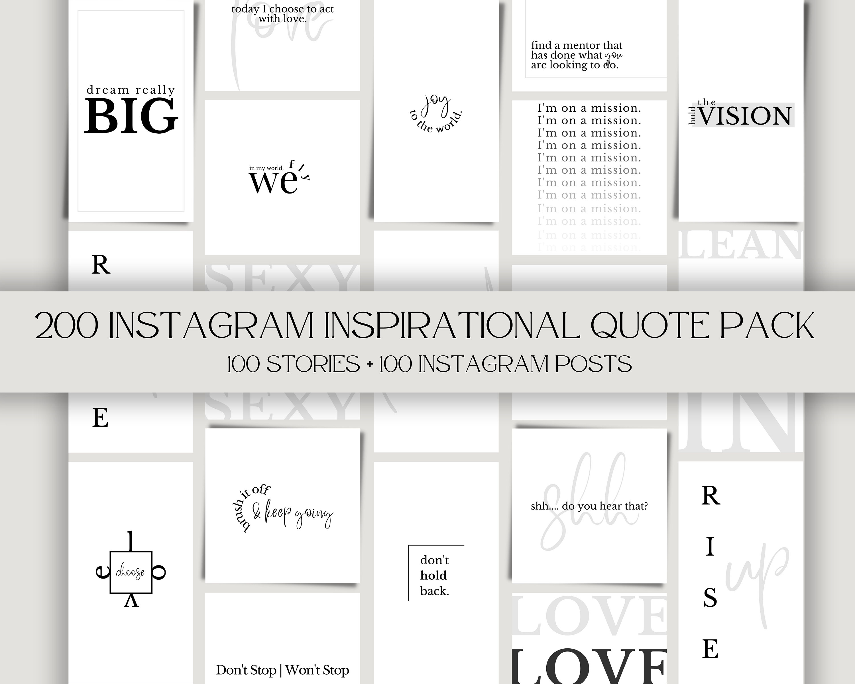 200 Instagram Inspirational Quote Pack Social Media Quote Templates ...
