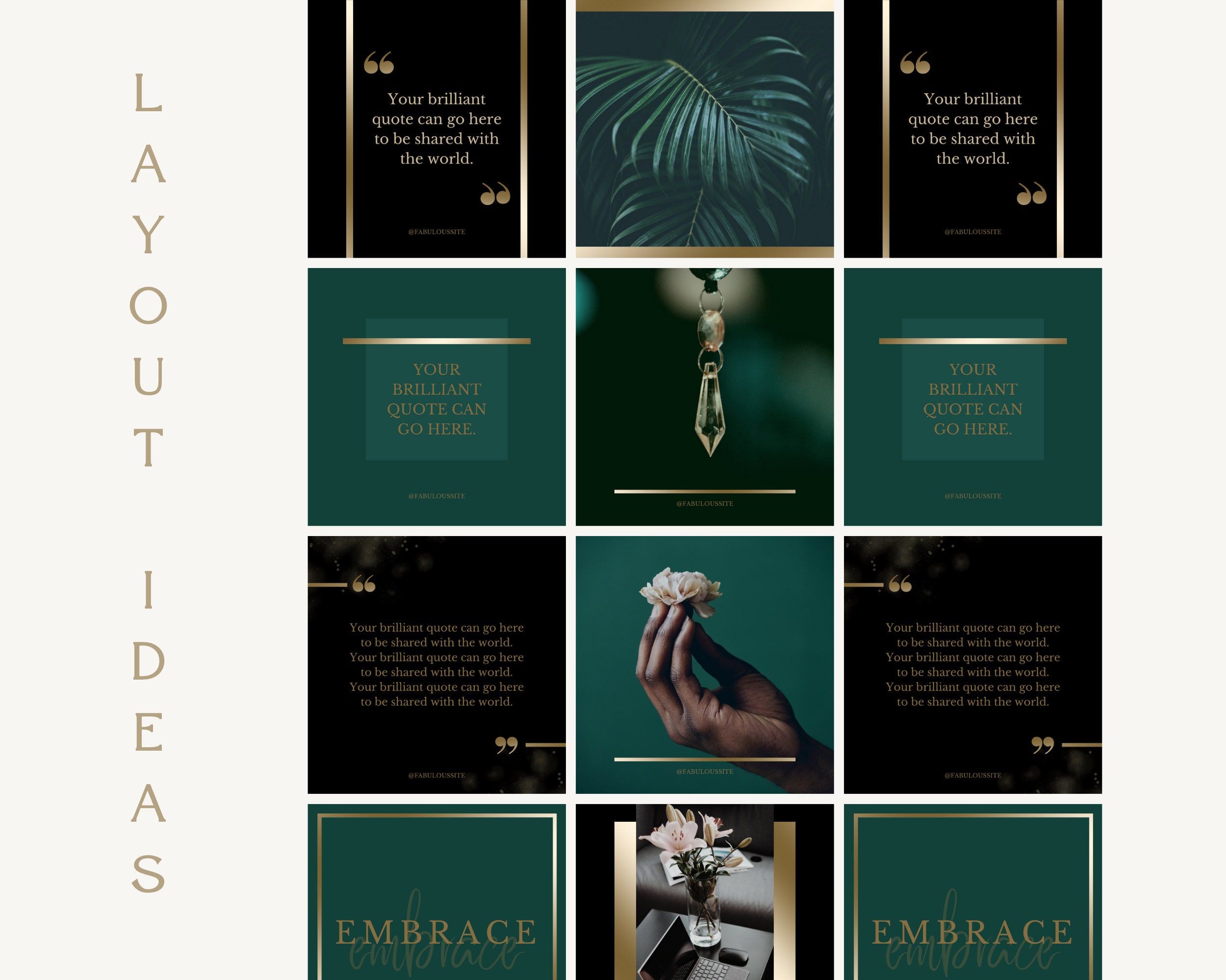 Branding Kit: 36 Luxury Instagram Grid Templates in Gold - Etsy