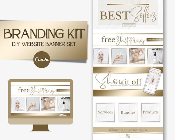 DIY Website Banner Branding Kit: Eloquent Web Banners in White - Etsy