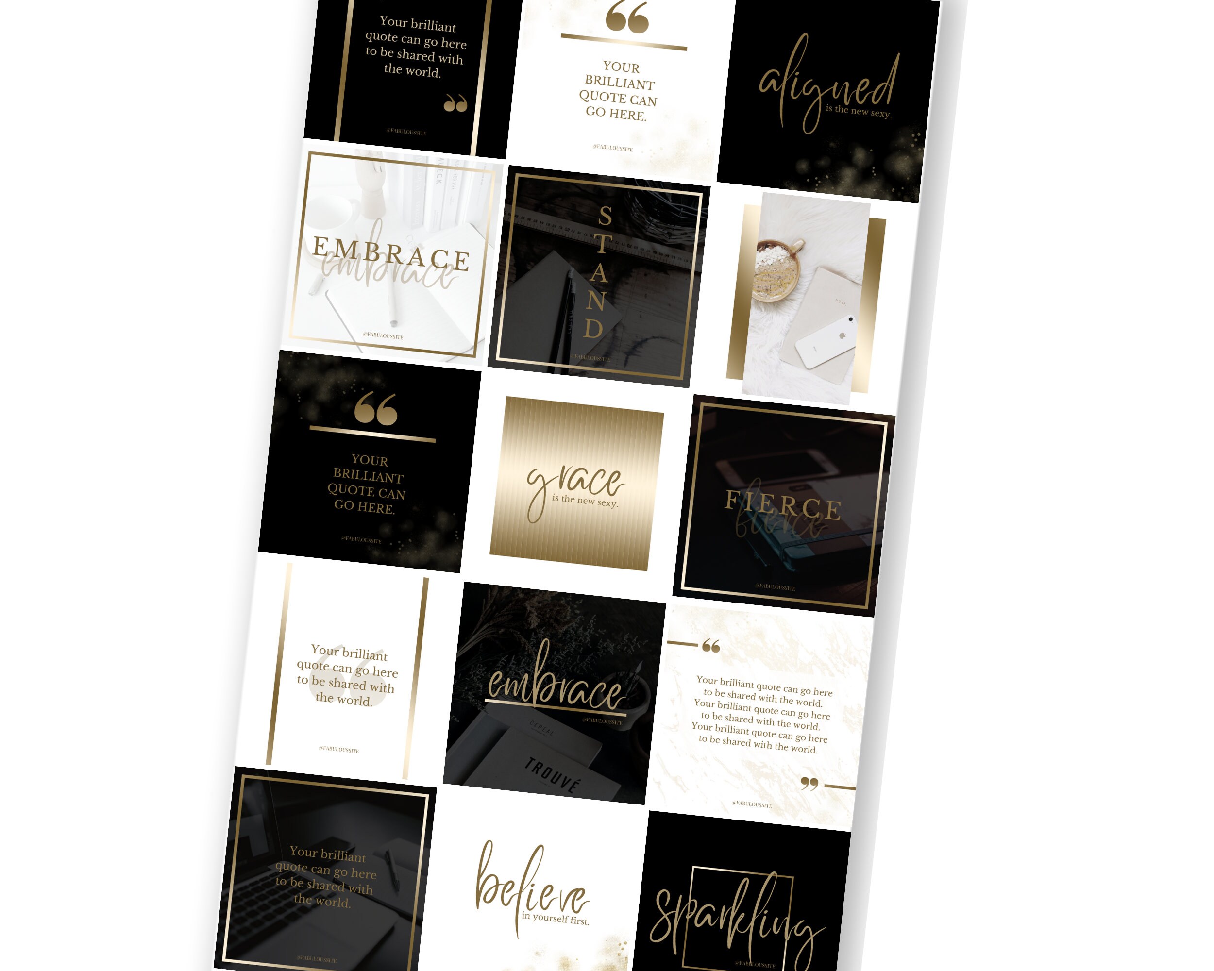 Branding Kit: 100 Luxury Instagram Grid Templates in Gold - Etsy