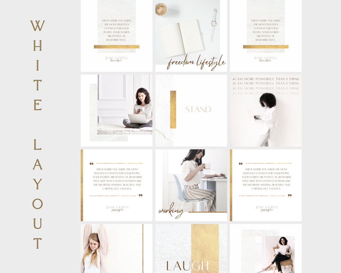 Branding Kit: 70 Luxury Instagram Grid Templates in White - Etsy