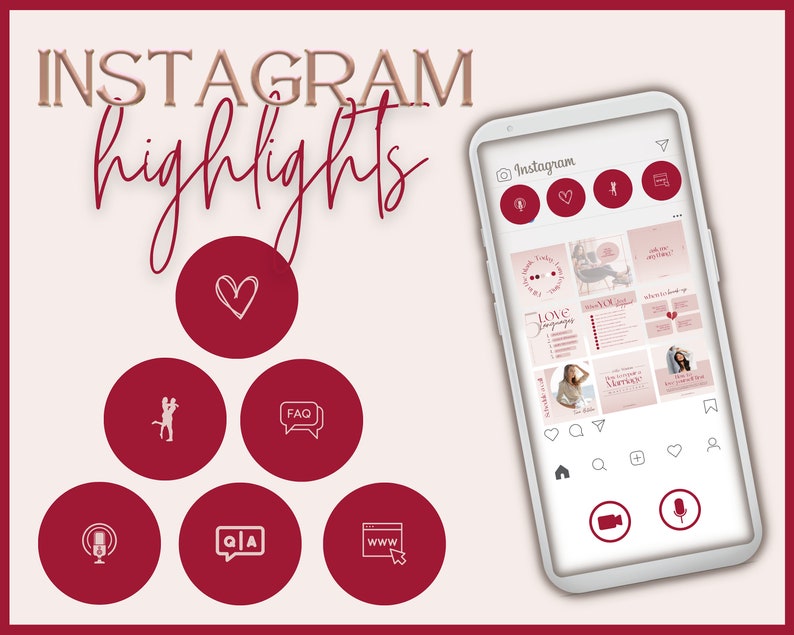 20 Instagram Highlights Templates in Sultry Red and Pink: Instagram ...