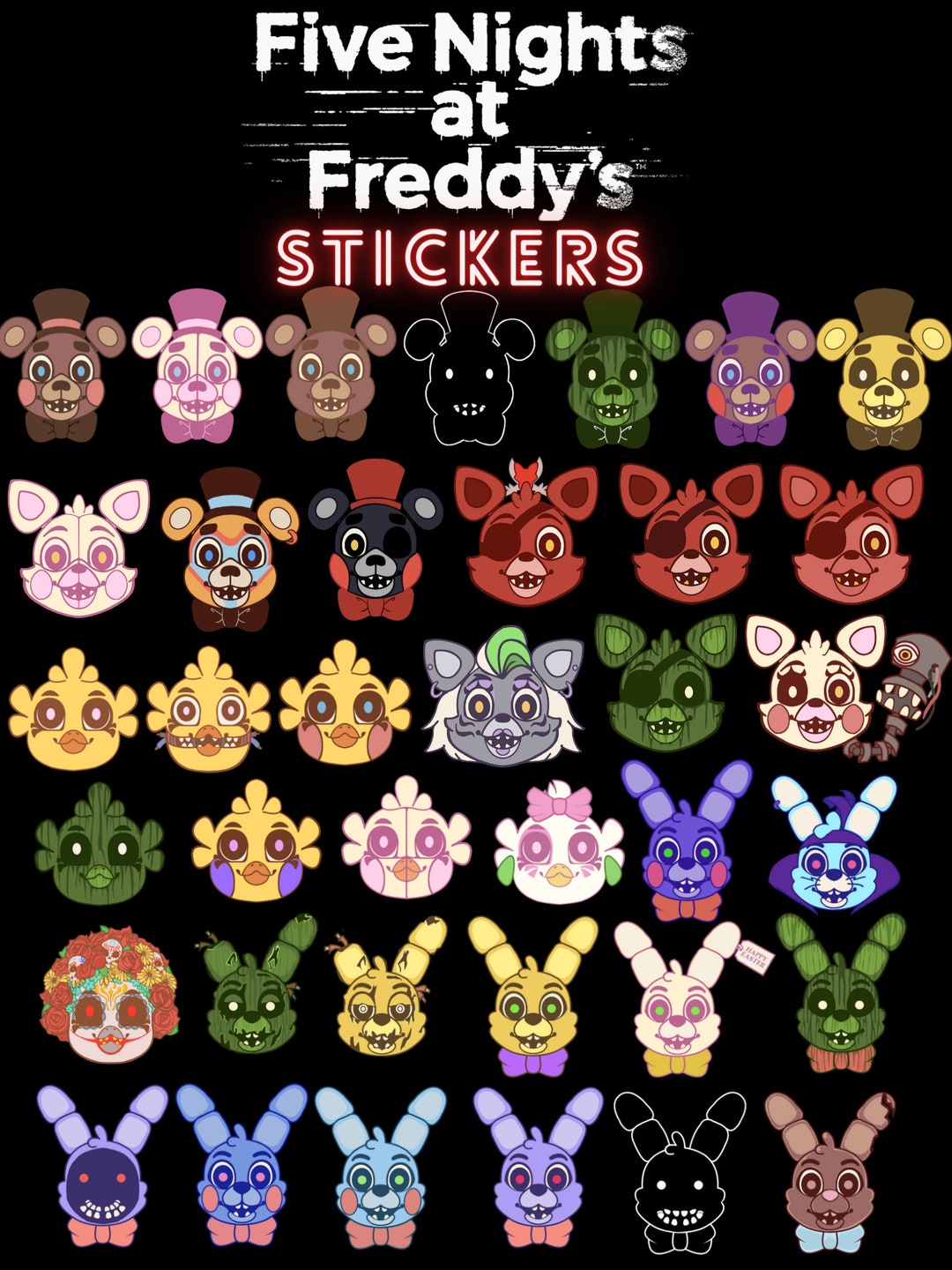 FNAF Matte & Glow in the Dark Sticker Sets! (3 Inch) - Etsy