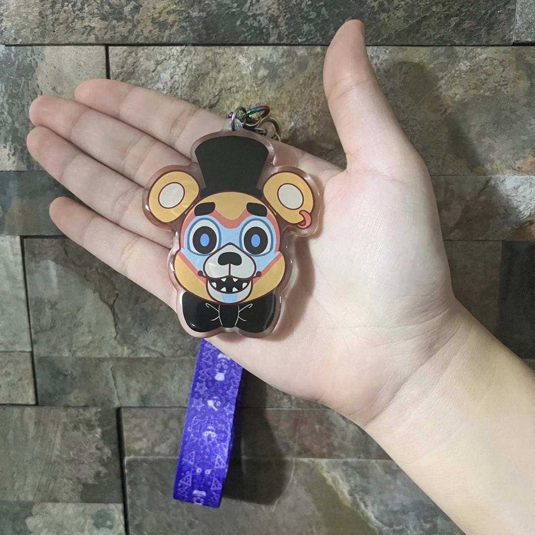 FNAF Glamrock Freddy Lanyard 3 Inch Keychain! Double Sided Epoxy ...