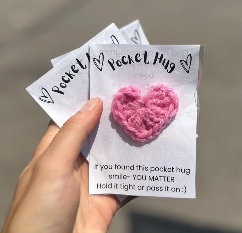 Pocket Hug Card Bundle: Crochet Heart Pattern & Editable Canva Template ...