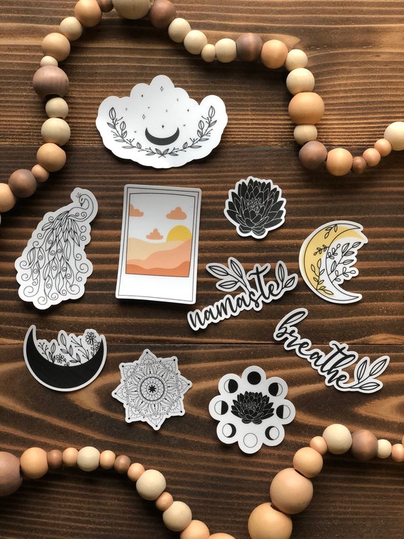 Bundle of Boho Stickers Boho Sun Moon Be Happy - Etsy