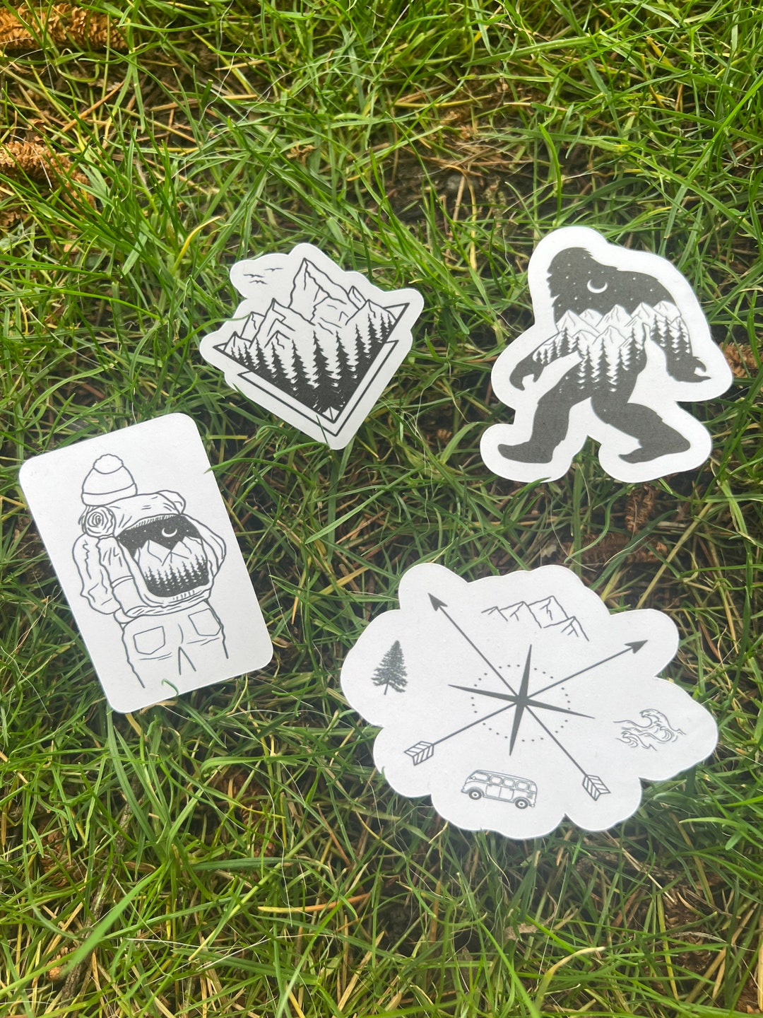 Set a 4 Nature Stickers | Outdoor Sticker Pack | Hiking Stickers | PNW ...