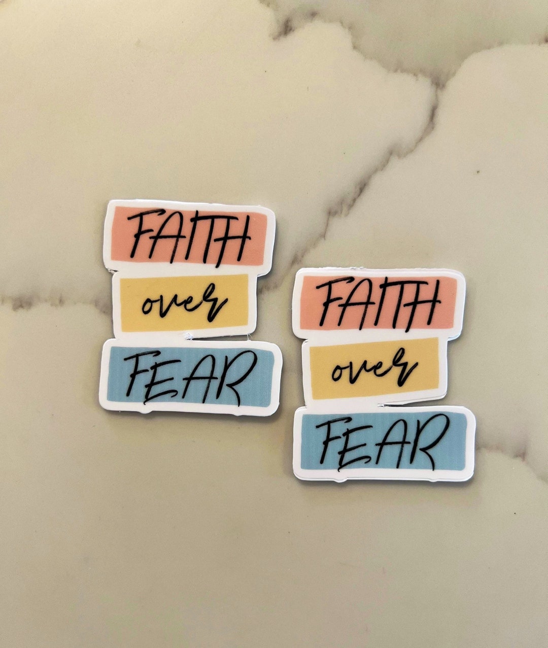 Faith Over Fear Sticker | Christian Sticker | Set of Two | Water Bottle ...