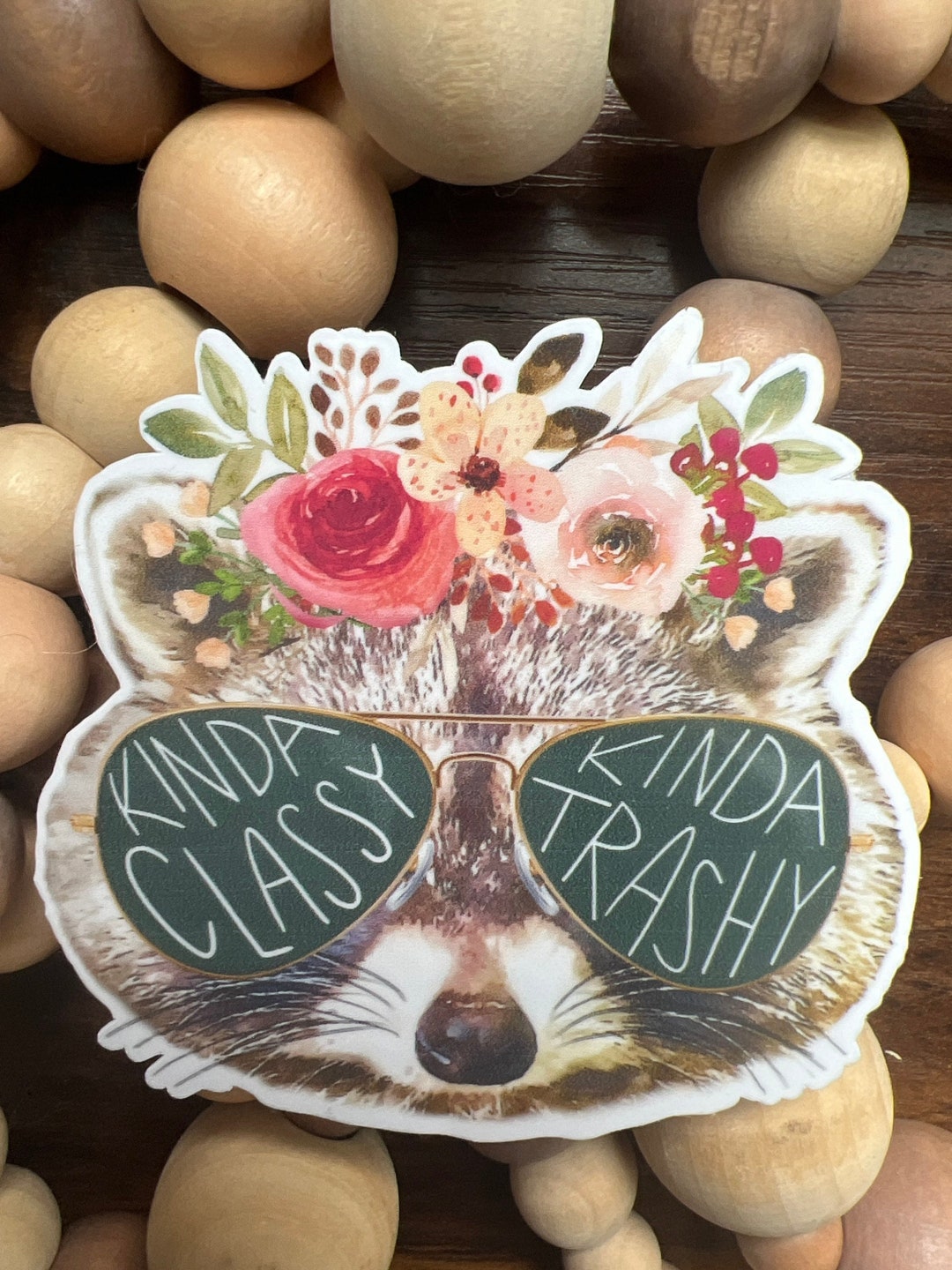 Large Raccoon of Classy Kind of Trashy Raccoon Sticker | 5x5 | Raccoon ...