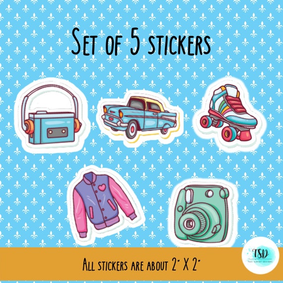 Set of 5 Retro 70s Stickers Sticker Pack Set of Stickers - Etsy
