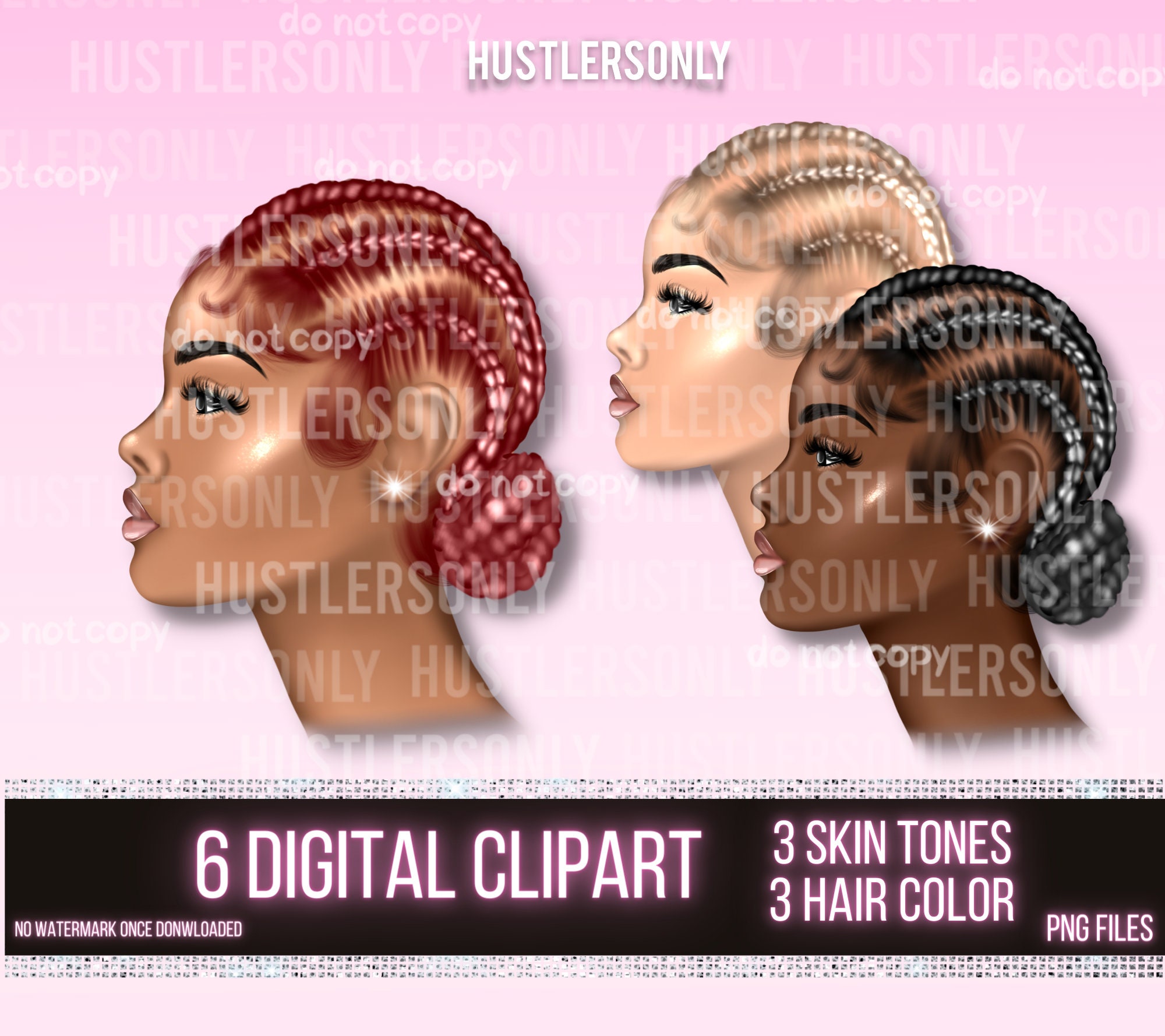 CLIPART Cartoon Illustration Black Hair Braids Girl for - Etsy Australia