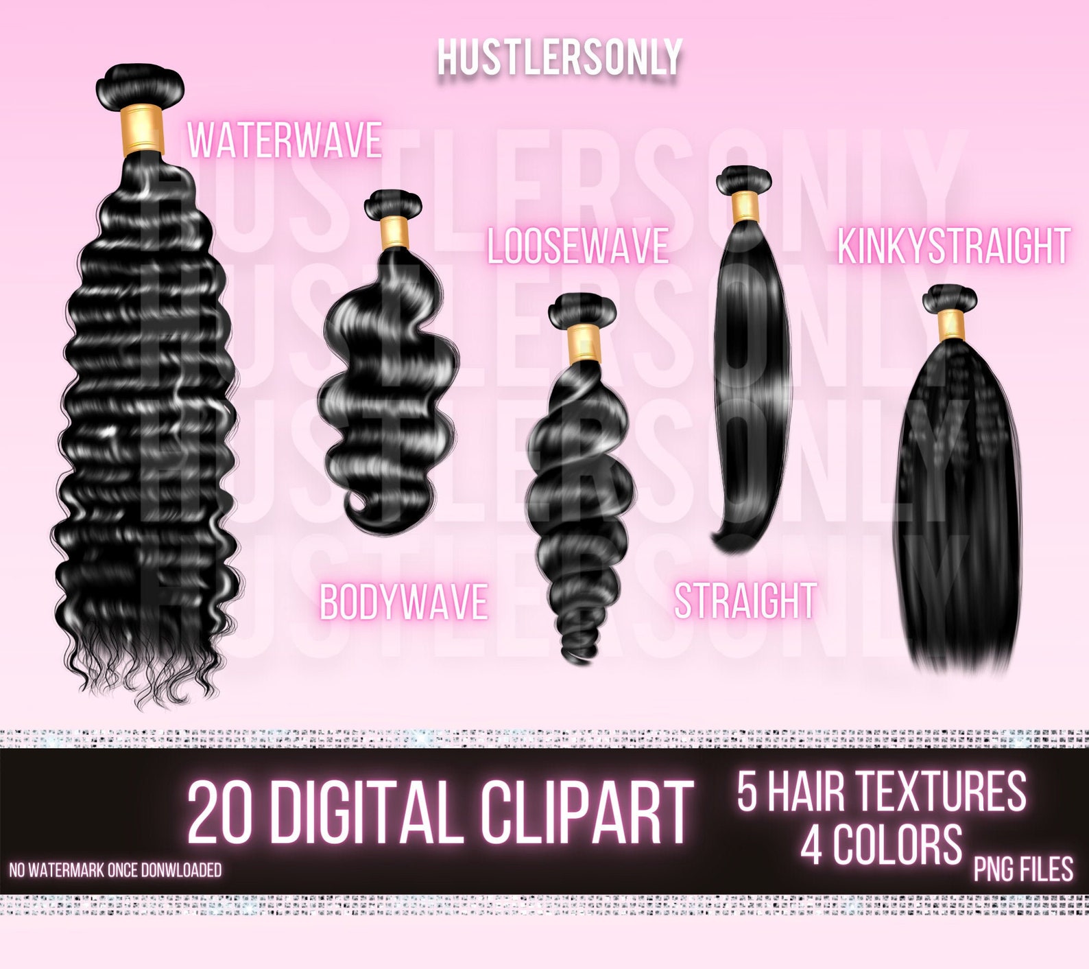 CLIPART Illustration Hair Bundles for Digital Logo, Business Cards ...