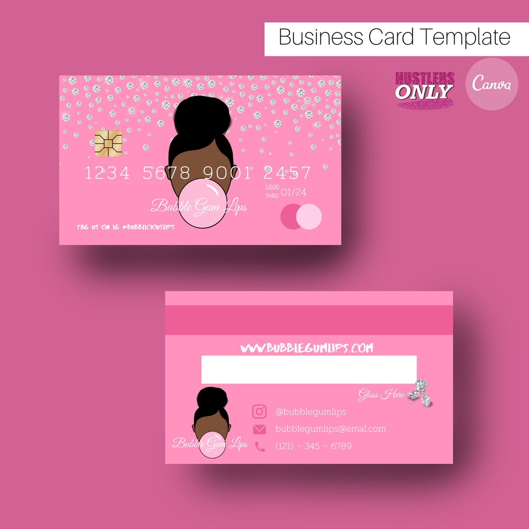 DIY Premade Pink Business Card Credit Card Template Beauty - Etsy