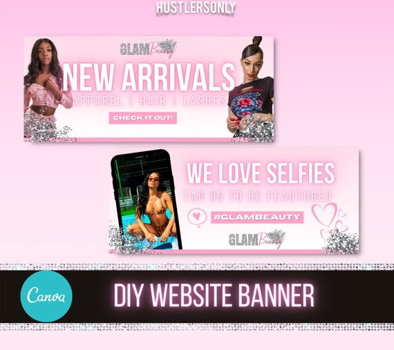 NEON Pink DIY Web Banner Premade Templateweb Banner Template | Etsy